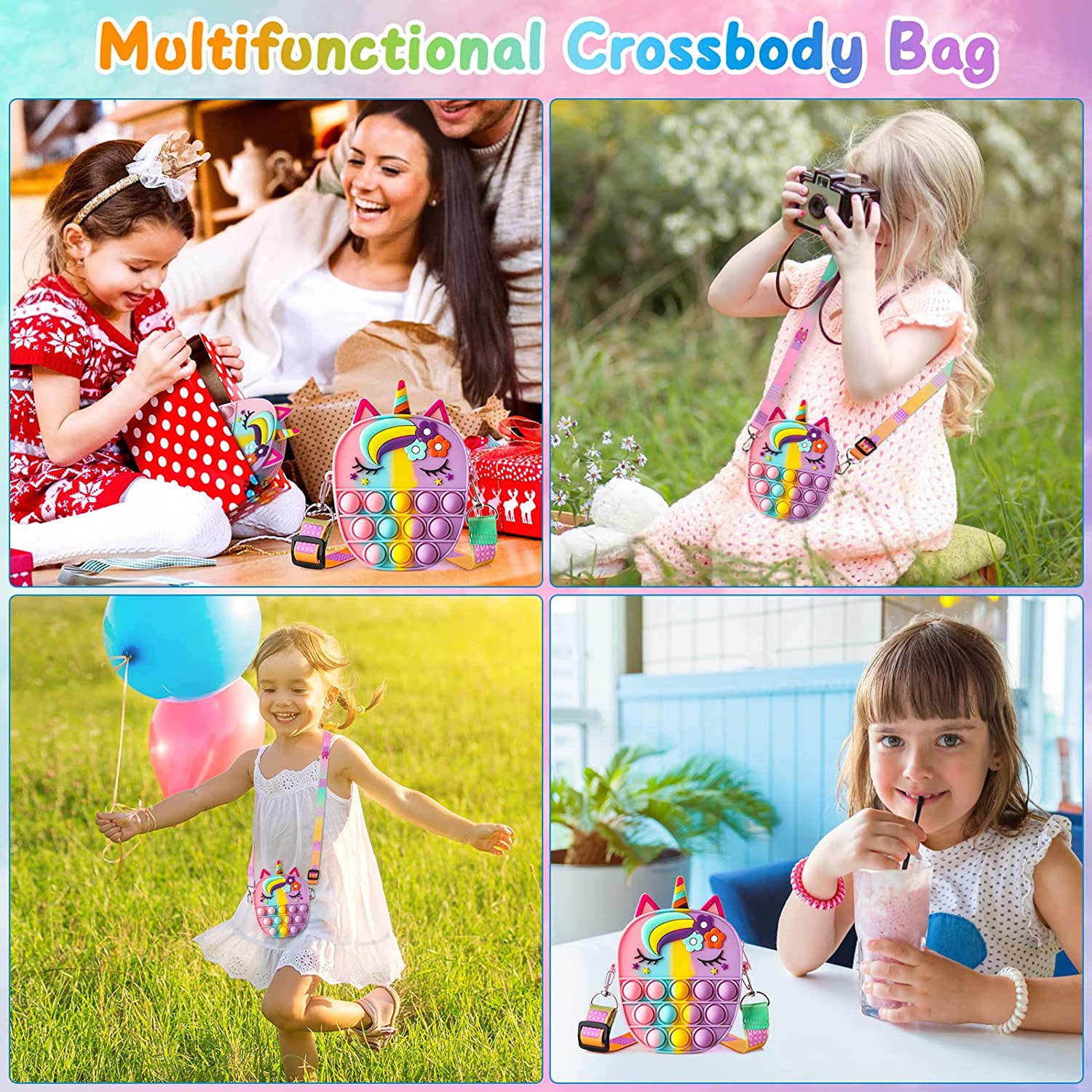 Silicon unicorn pop bubble fidget bag | Pop It Fidget Toy Wholesale